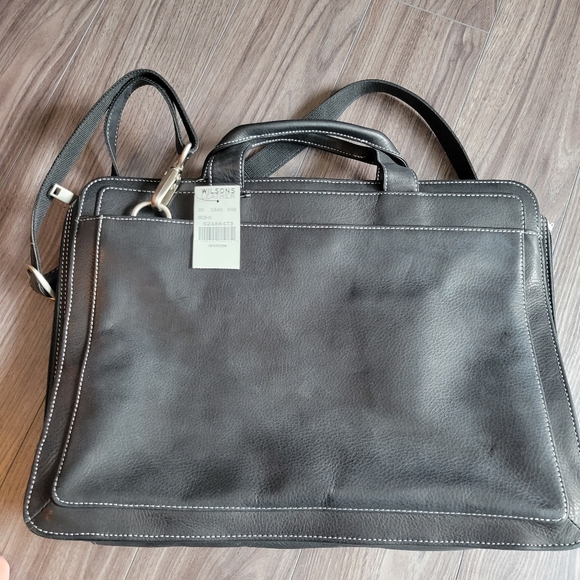 Wilsons Leather | Bags | Nwt Wilson Learher Black Laptop Briefcase Bag ...
